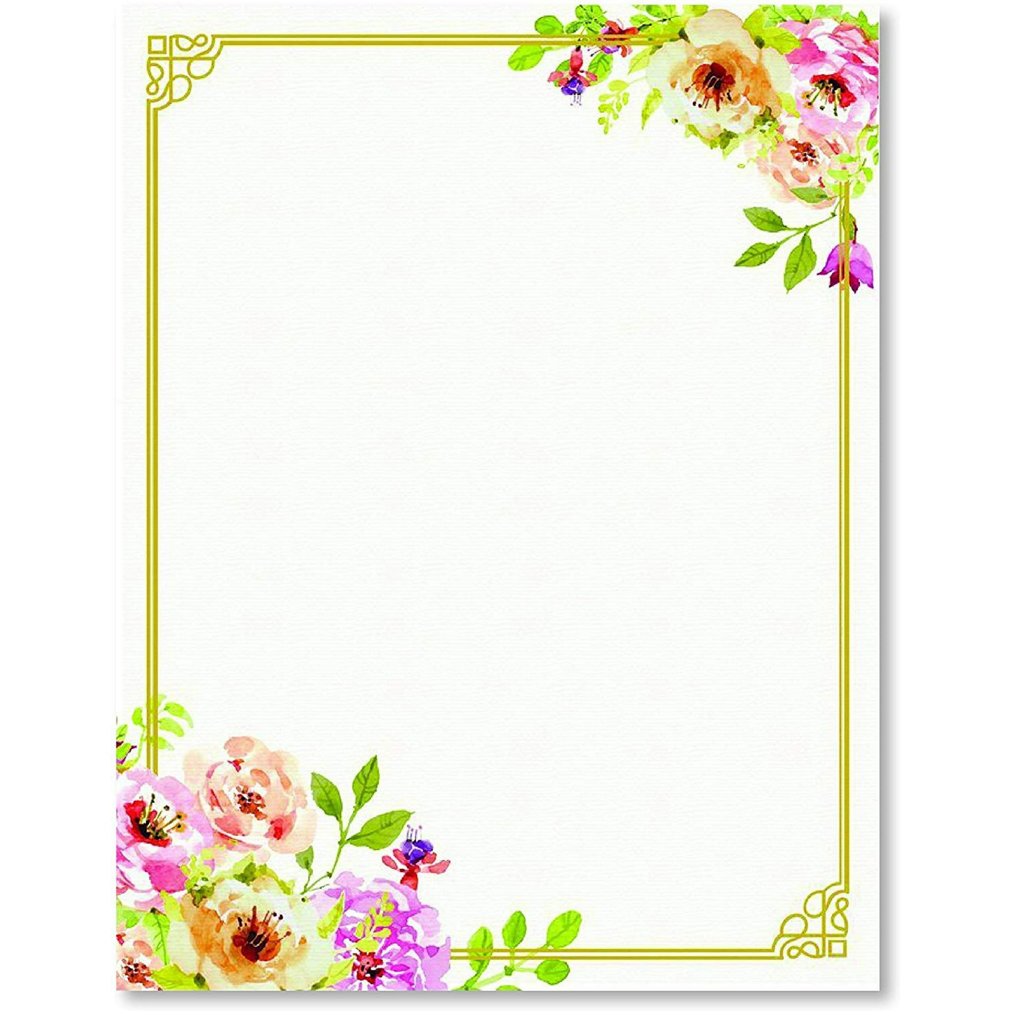 Flower Border Lined Paper