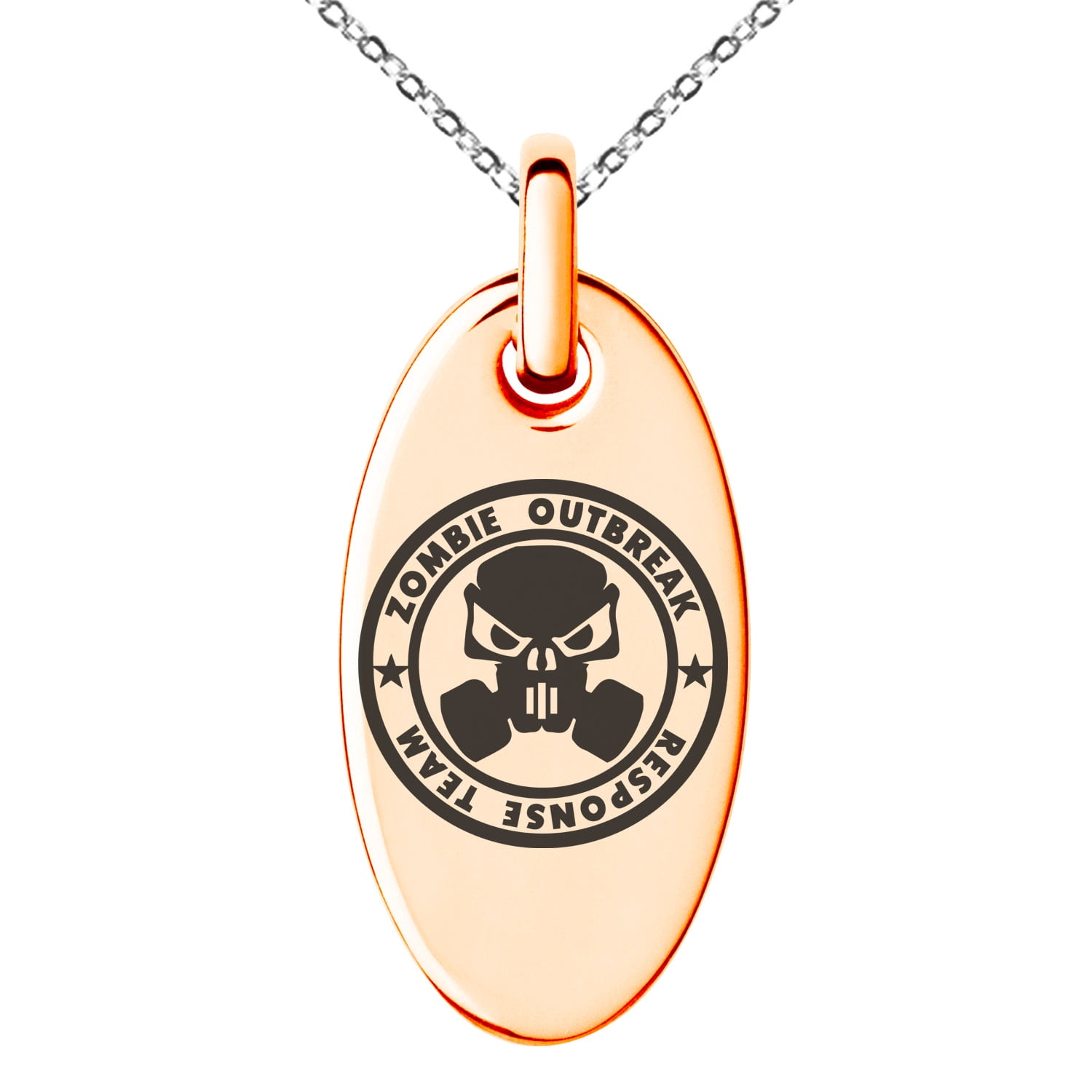 Stainless Steel Bio Zombie Outbreak Response Team Engraved Small Oval ...
