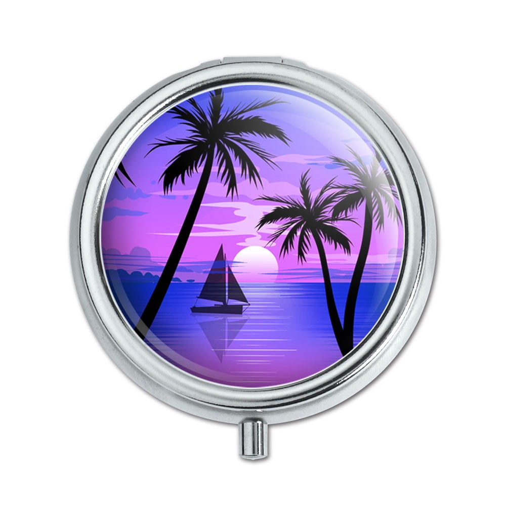 Beach Sunset Graphic Sail Boat Blue Purple Pill Box - Walmart.com