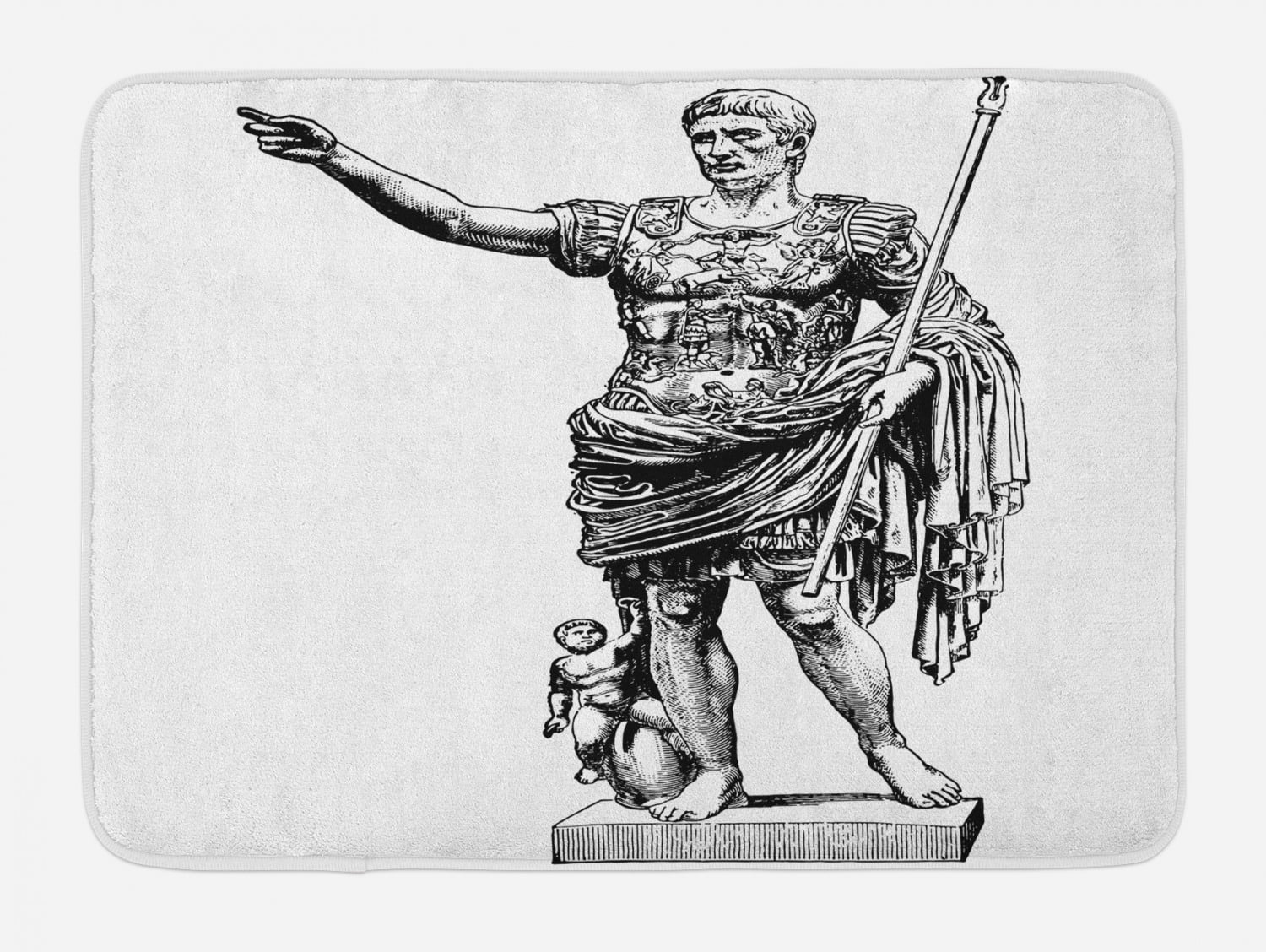 Toga Party Bath Mat, Antique Statue of Augustus Vintage Ancient ...