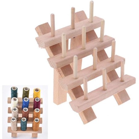 Foldable Thread Rack Wood Thread Holder 12 Spool Thread Wooden Storage ...