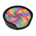 6-Piece Set Of Round Coasters Water-Resistant Leather Double-Sided Non ...