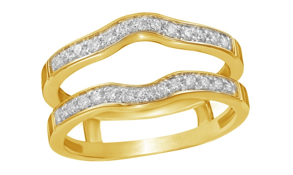 White Natural Diamond Contour Solitaire Enhancer Guard Ring in 14k ...