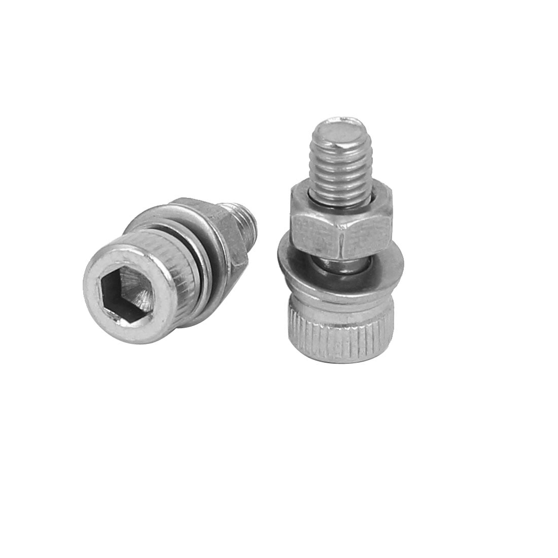 M5 x 14mm 304 Stainless Steel Hex Socket Head Cap Screws Nuts w Washers ...