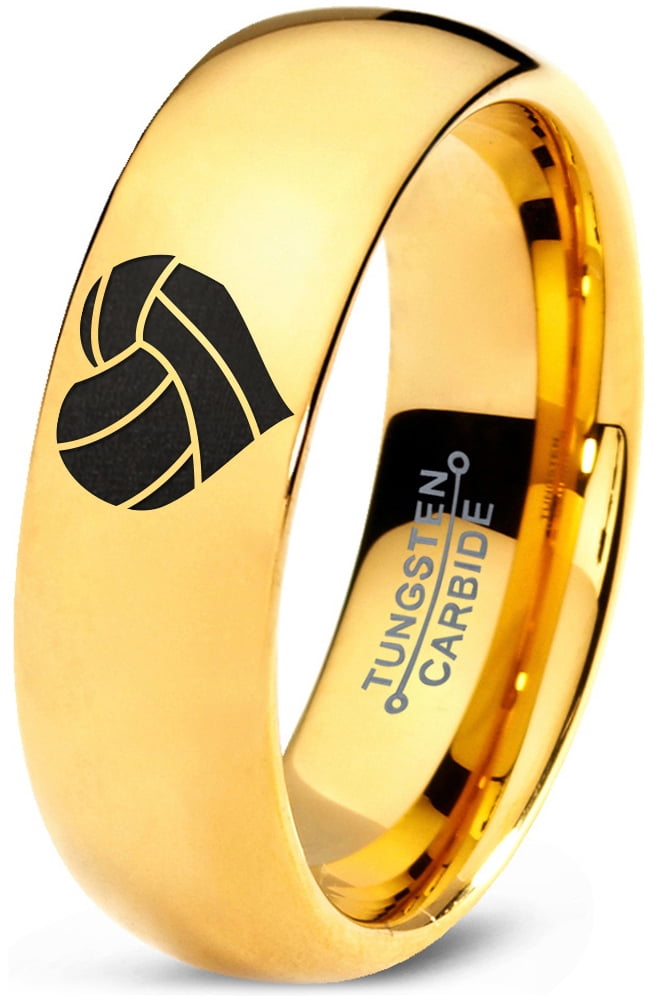 Tungsten Heart Shaped Volleyball Ball Band Ring 7mm Men Women Comfort ...
