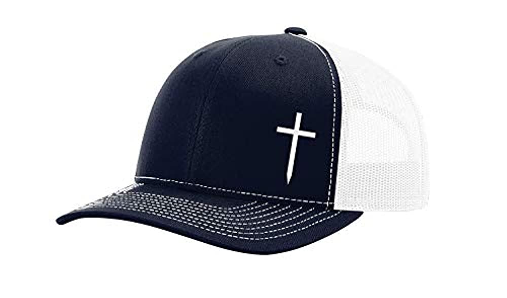 Trenz Shirt Company Christian Embroidered Cross Hat, Navy/White ...