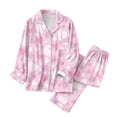 Aellinatey Women's Valentine's Day Pajama Set: Satin Heart Print Button ...