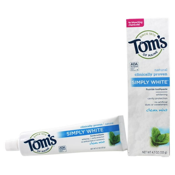 Tom's of Maine - Natural Toothpaste Simply White With Fluoride Clean ...