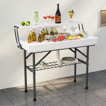 S AFSTAR 4 Foot Ice Tables for Parties with Drain, Folding Ice Cooler ...