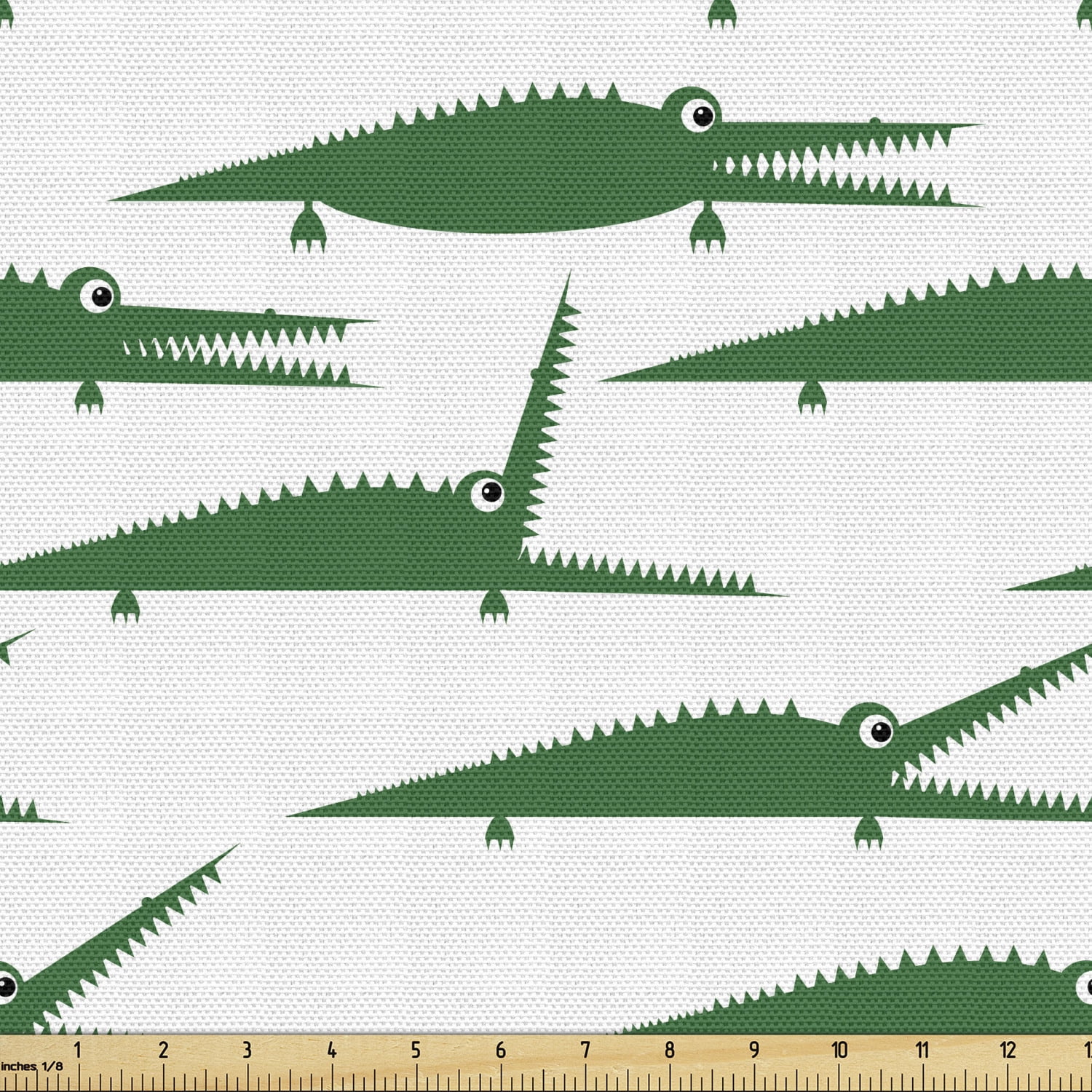 Crocodile Fabric by the Yard Upholstery, Funny Green Alligator Animals ...