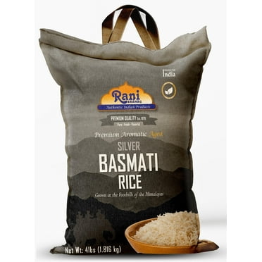 Rani Silver White Basmati Rice Extra Long Aged 10-Pound Bag, 160oz ...