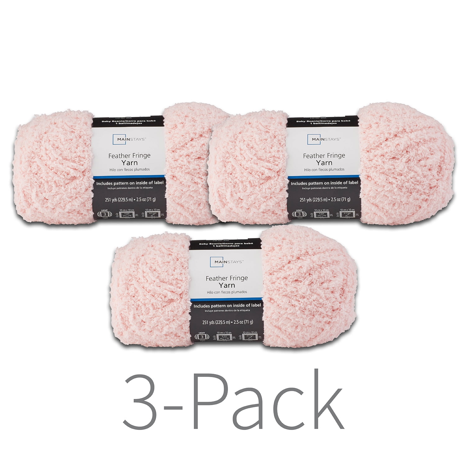 Mainstays Feather Fringe Yarn, Daylily Pink, 251 Yards, 100% Polyester ...