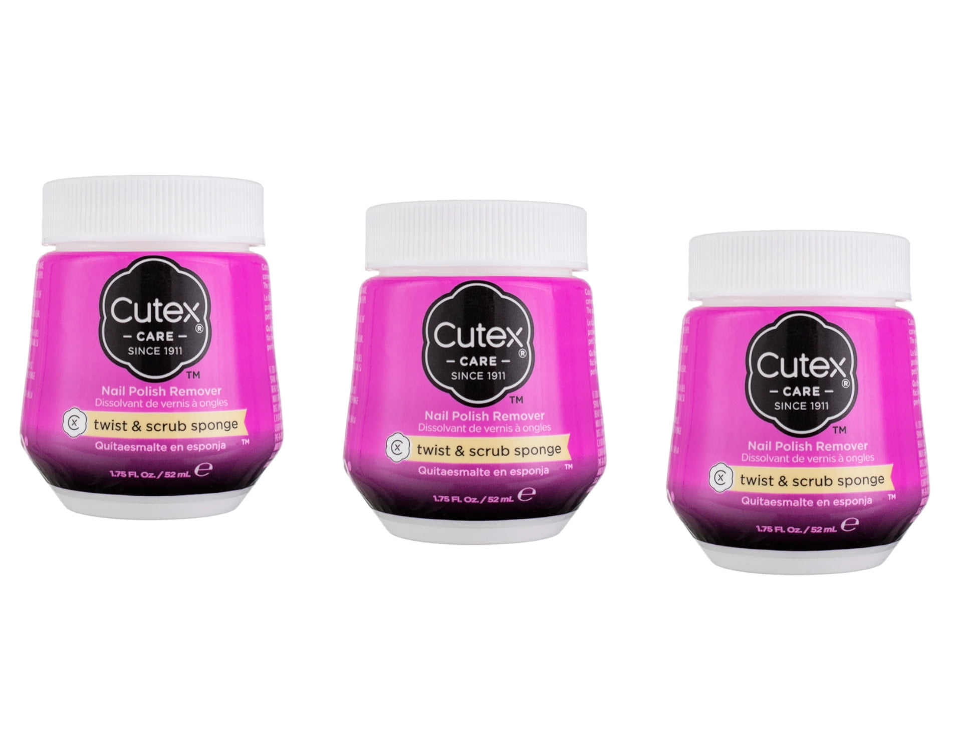 Cutex Nail Polish Remover Twist & Scrub Sponge, 1.75 Oz. - Pack of 3 ...