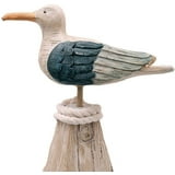 Seagull Statue Decor Nautical Theme Sea Bird Sitting on a Pillar Hand ...