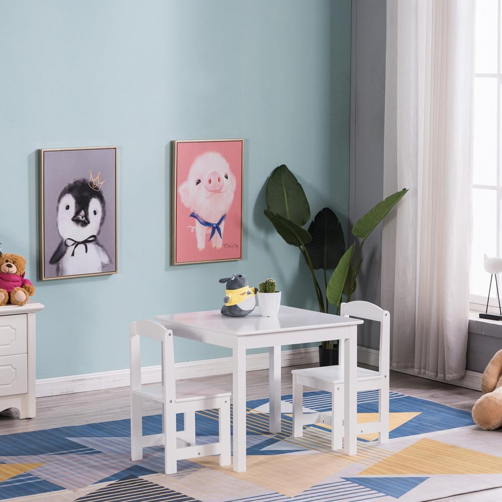 UBesGoo Kids Wooden Table and Chairs,2 Pieces Set 2 Chairs and 1 Table ...