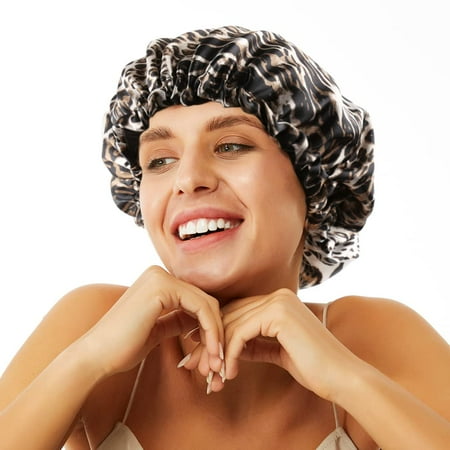 ZMLEVE Stain Bonnet Silky Sleep Cap Adjustable Satin Cap for Night ...