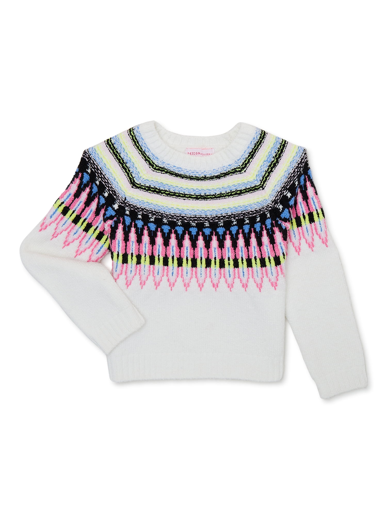 Design History Toddler Girls Fair Isle Sweater, Sizes 2T-5T - Walmart.com
