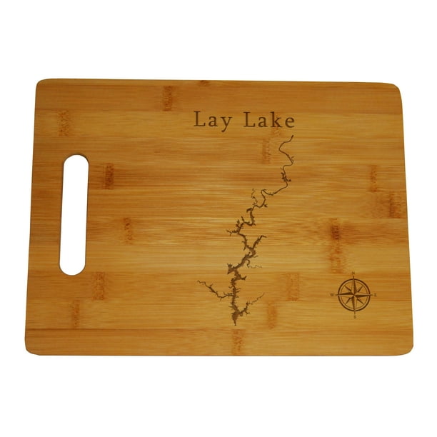 Lay Lake Map Engraved Bamboo Cutting Board 9.75x13.75 inches Alabama ...