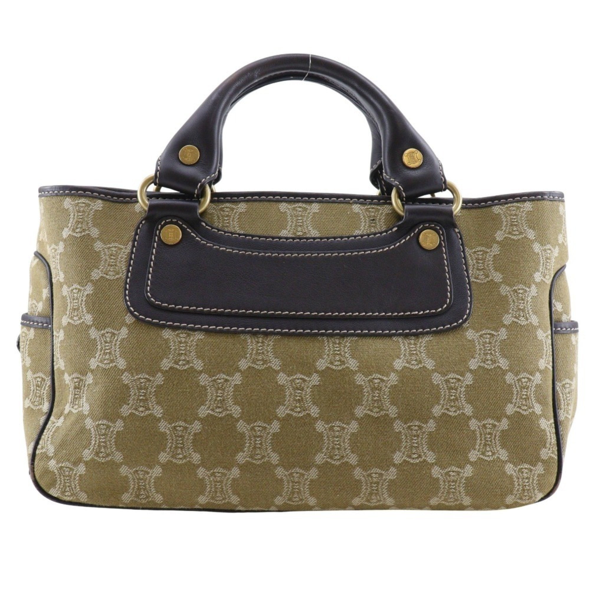 Pre-Owned CELINE Boogie Bag Handbag Macadam Canvas Made in China Khaki ...