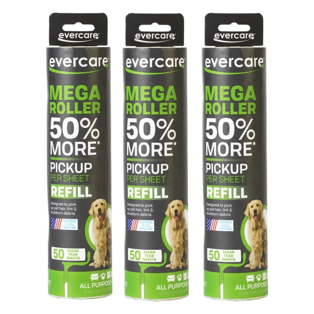 Evercare Pack of 3 All-Purpose Pet Mega Oversized Lint Roller Refills ...