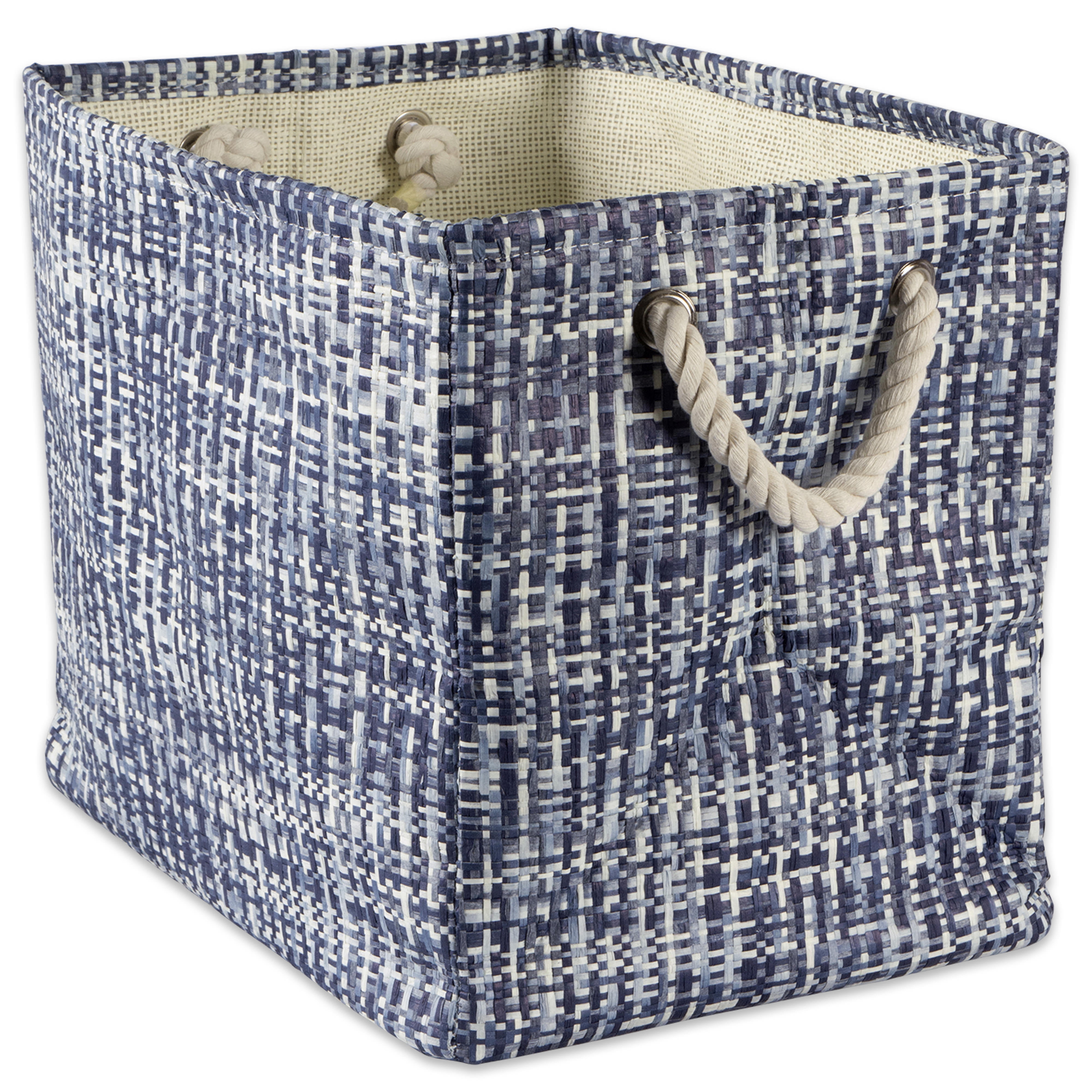Design Imports Paper Bin Tweed Nautical Blue Rectangle Large, 17"x12 ...