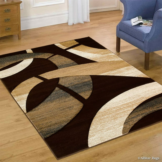 Allstar Brown Carved Circles Modern Abstract Geometric Area Rug (3' 9 ...