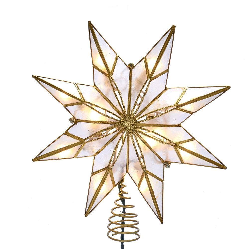 Gold Edge 8-Point Capiz Star Christmas Tree Topper, Warm White, 8-1/2 ...