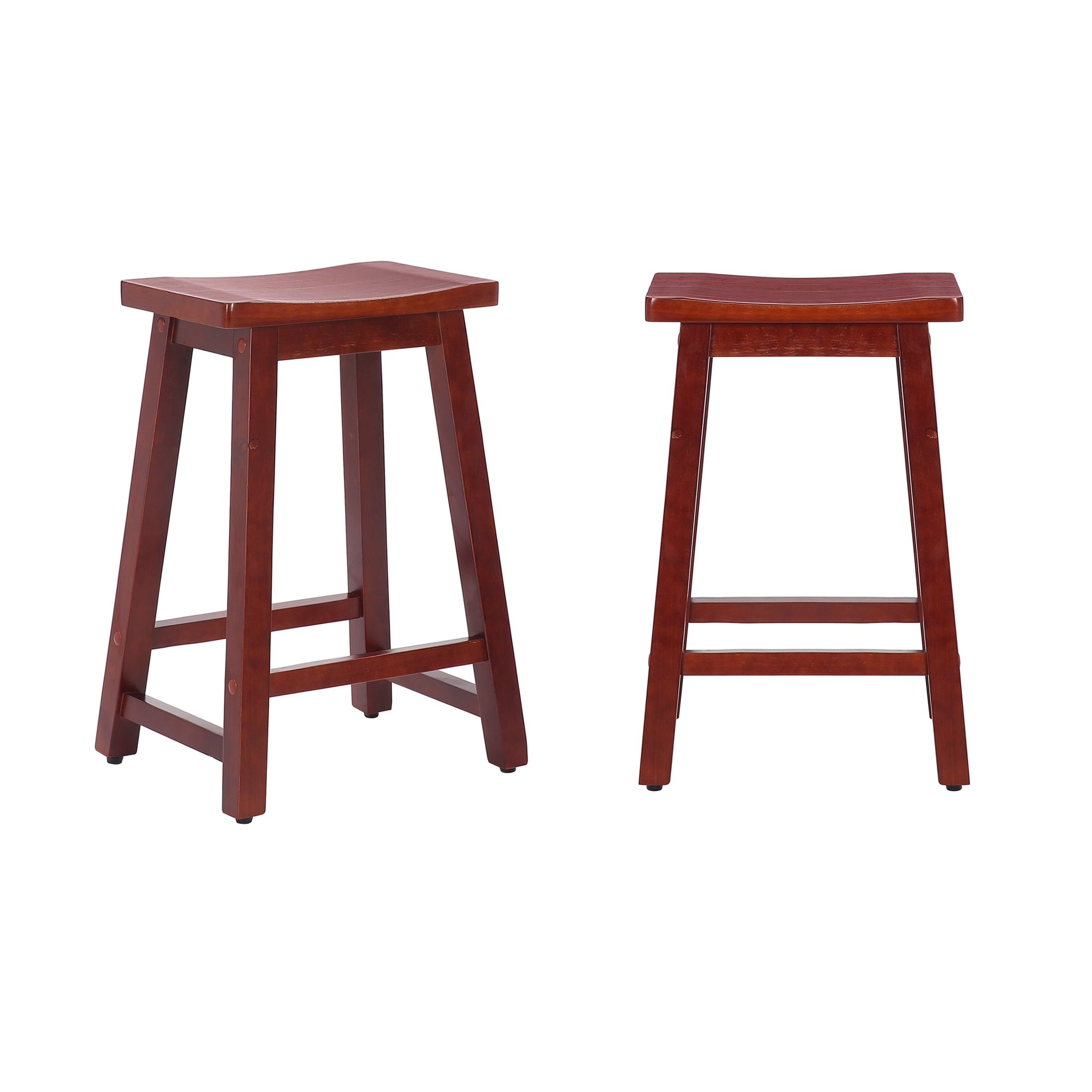 WestinTrends Reed 24 Inch Saddle Bar Stools Set of 2, Solid Wood ...