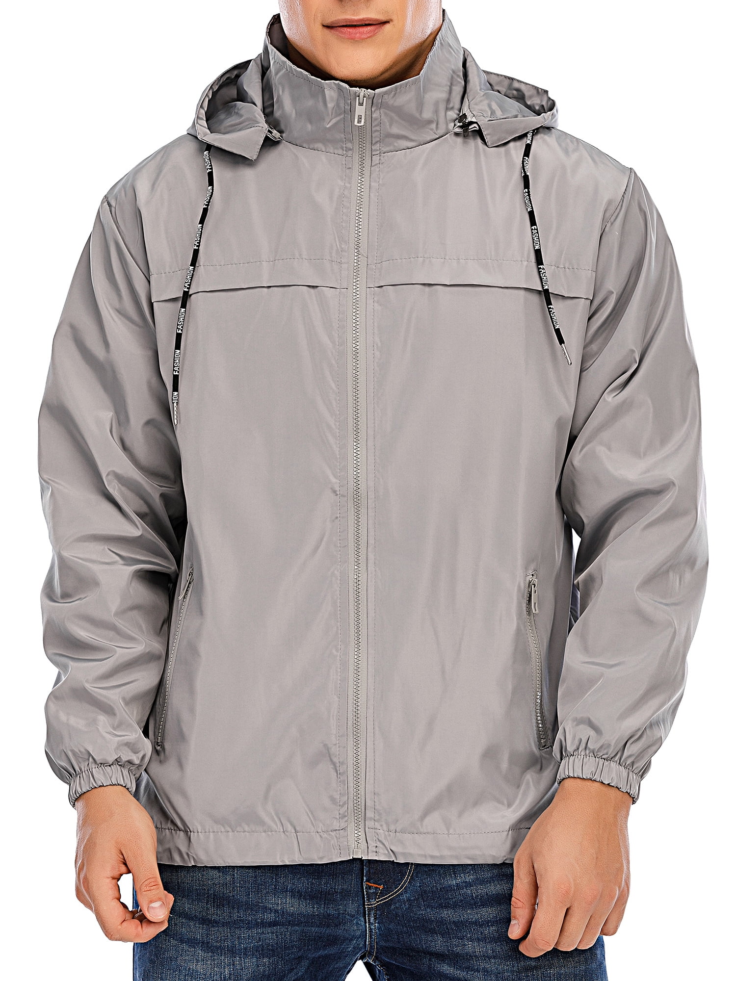 Focussexy Mens Jacket Hooded Windbreaker Big And Tall Outdoor