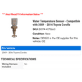 Water Temperature Sensor - Compatible with 2009 - 2016 Toyota Corolla ...