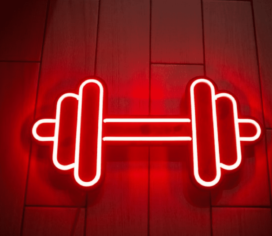 Queen Sense 14"x7.1" Barbell Dumbbell LED Sign Light Decor Party Night ...