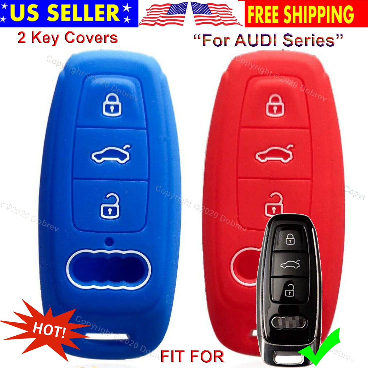 Dobrev 4 Buttons Silicone Case Protector Key Fob Cover Smart Car Remote Holder Suitable for 2018 ...