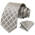 HISDERN Men's Silk Necktie, Plaid Tie & Pocket Square Set, Classic ...