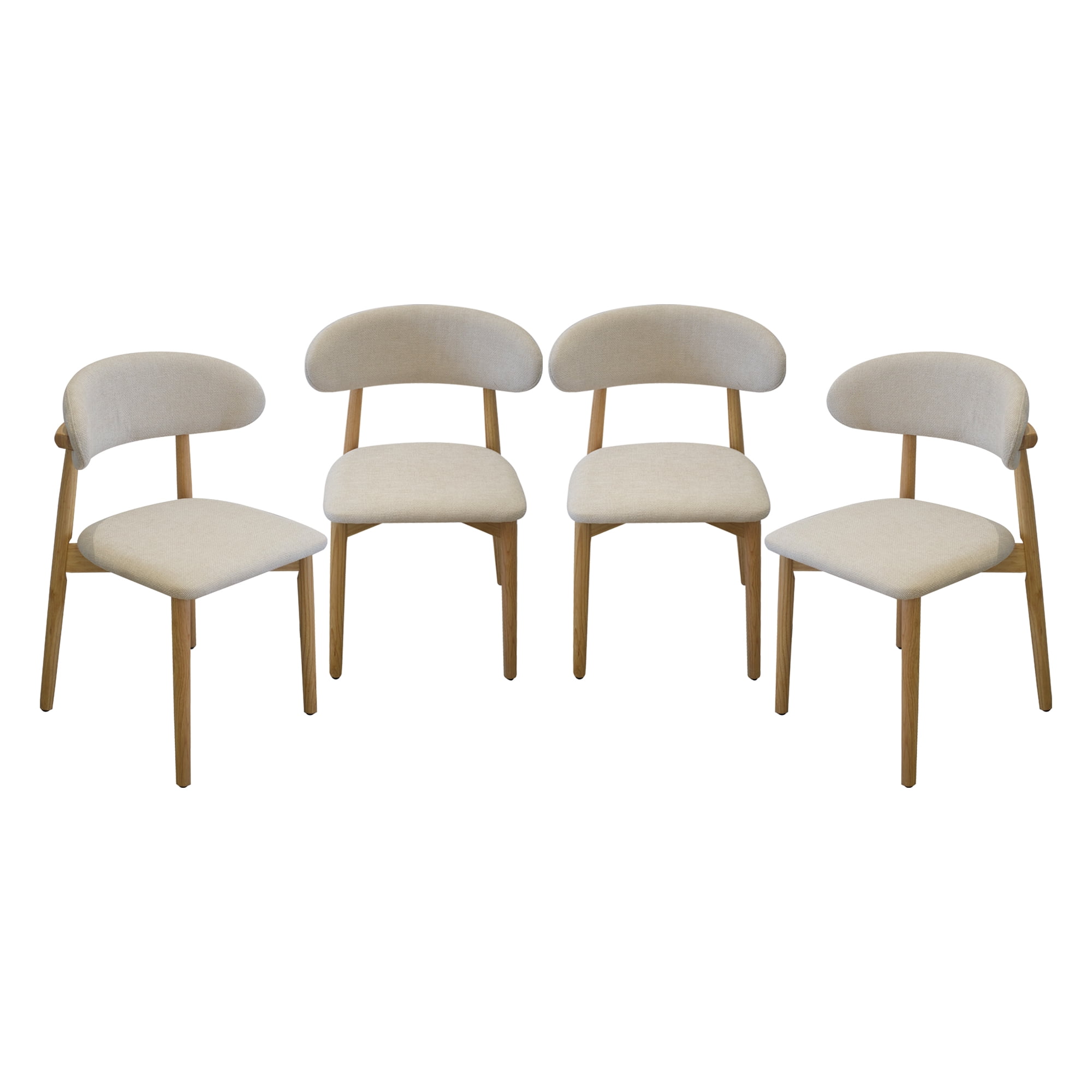 Ilios Innova | Set de 4 Sillas de Comedor Beige, Tapizadas en Lino ...