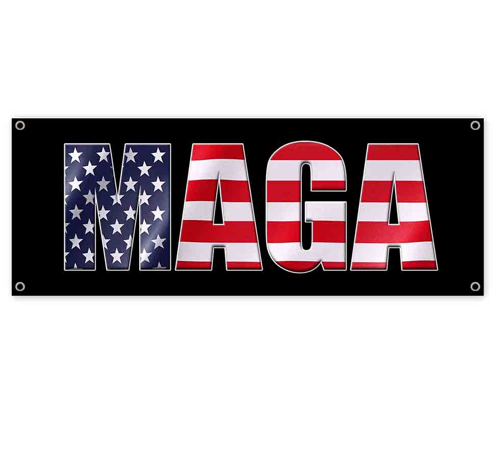 MAGA American Flag 13 oz Vinyl Banner With Metal Grommets - Walmart.com