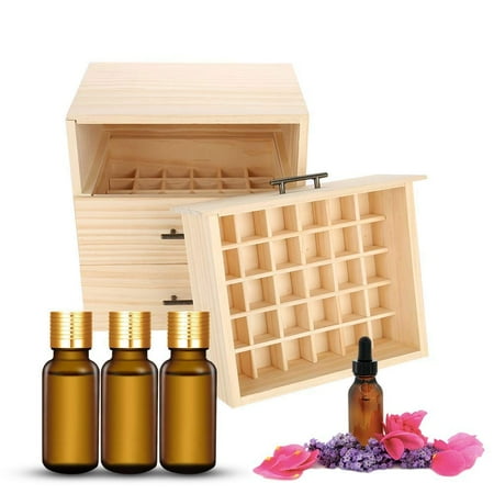 Wooden Essential Oil Storage Box, 90 Slots Three Tiered Large Capacity ...