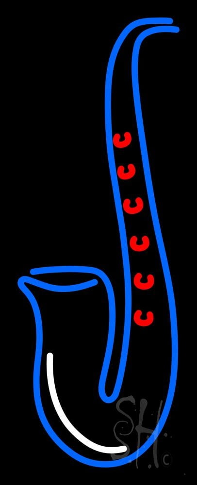 Saxophone Logo LED Neon Sign 32" Tall x 13" Wide - inches Black Square ...