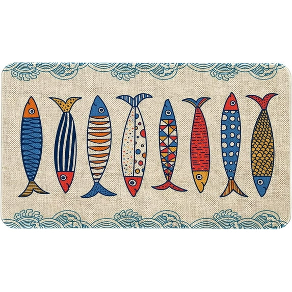 Mloabuc Fish Decorative Kitchen Mats, Anti Fatigue Waterproof Stain ...