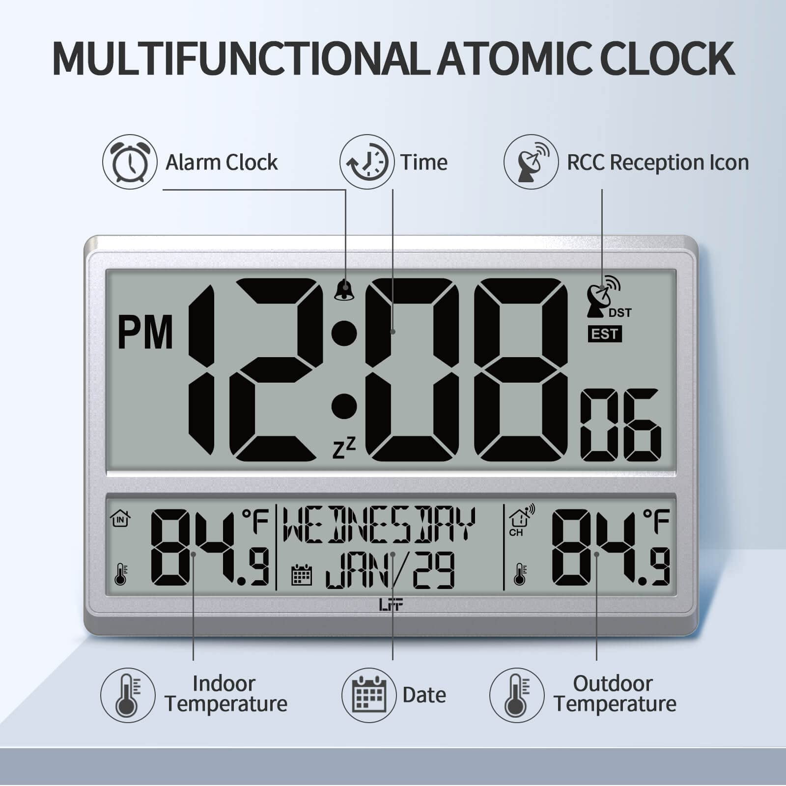 Buy LFF Atomic Clock, Digital Wall Clock with Indoor & Outdoor ... Buy LFF Atomic Clock, Digital Wall Clock with Indoor & Outdoor ...