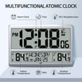LFF Atomic Digital Wall Clock with Indoor/Outdoor Thermometer, Date, Time, Alarm, Wireless ...