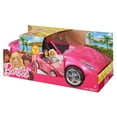 Barbie Convertible Toy Car, Sparkly Pink 2-Seater with Rolling Wheels ...