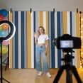 12x8ft Photo Backdrop, Blue Yellow Striped Soft Polyester Backdrop ...