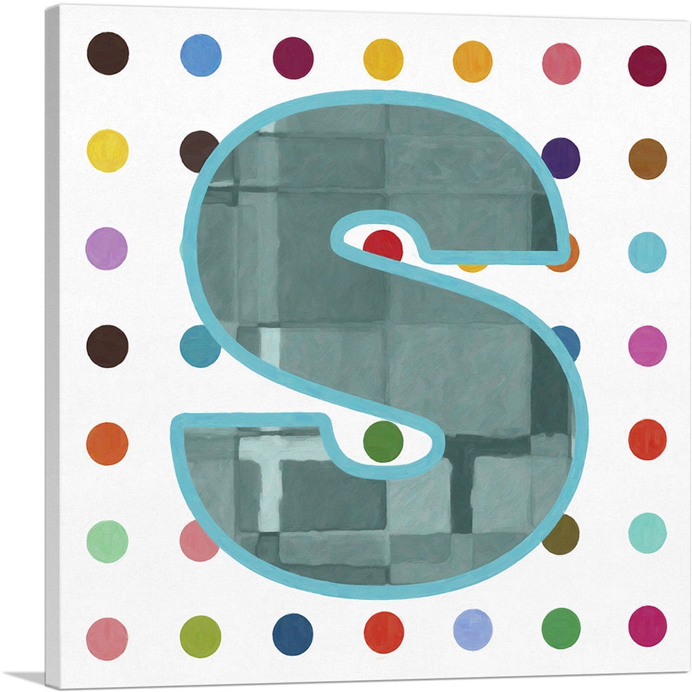 ARTCANVAS Fun Polka Dots Letter S Canvas Art Print - Size: 26" x 26" (0 ...