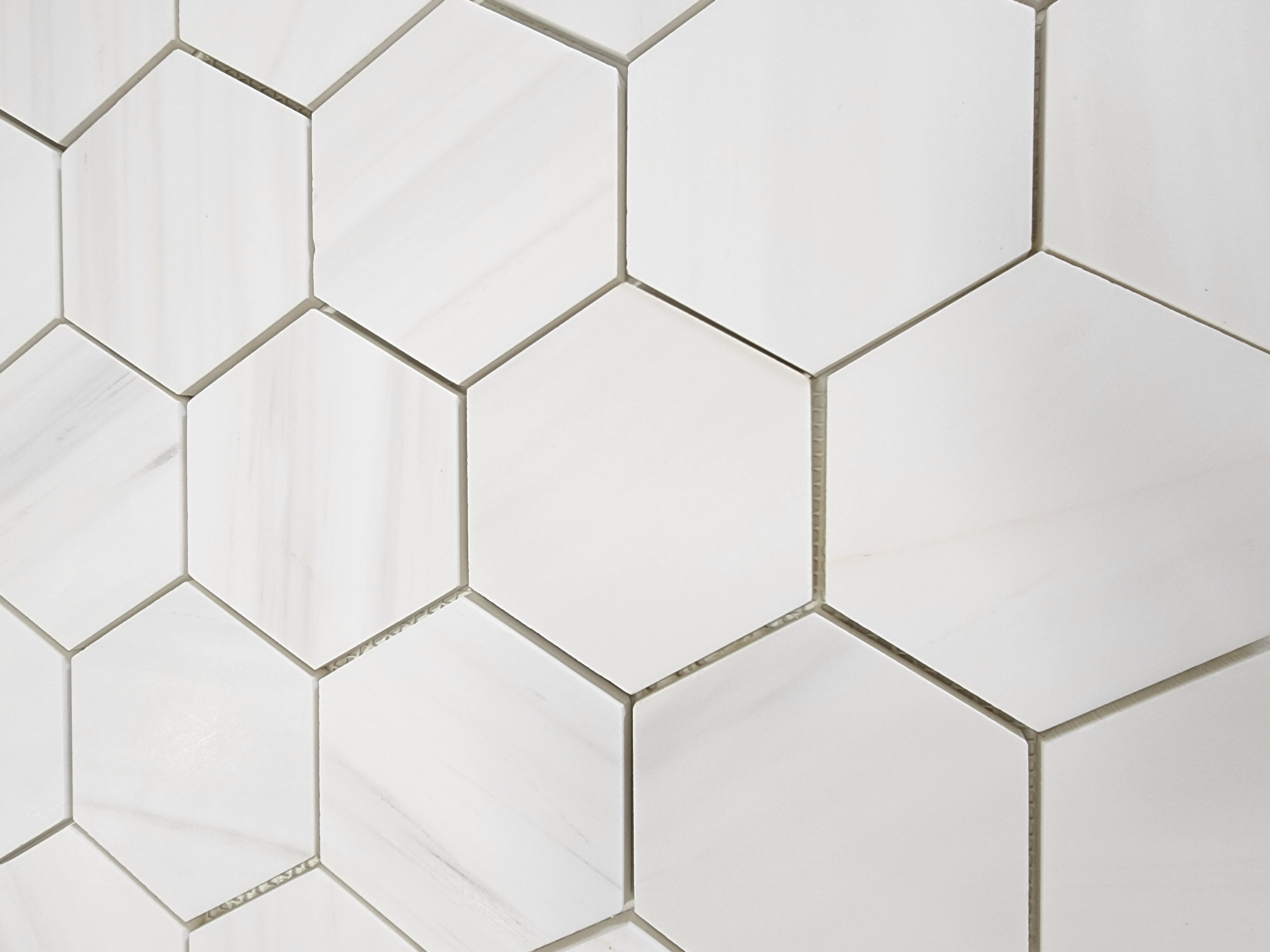 SB Tile and Stone Bianco Dolomite Hexagon 4" Matte Mosaic Tile 1 Box ...