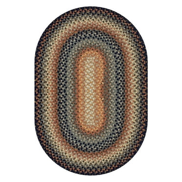 Homespice Pumpkin Pie Reversible Red Cotton Rug 4' x 6' Oval Braided ...