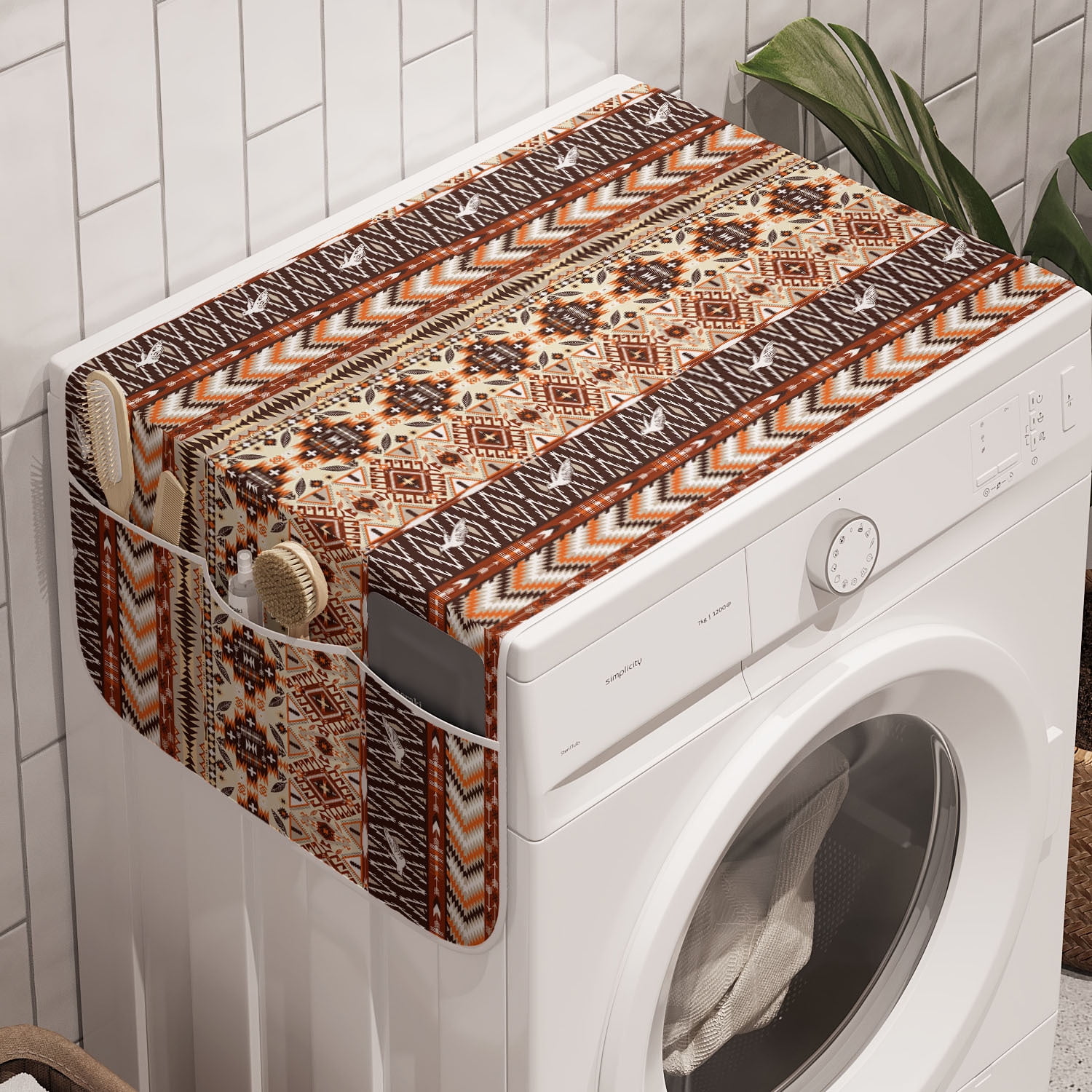 Tribal Washing Machine Organizer, Indigenous Art Horizontal Borders ...