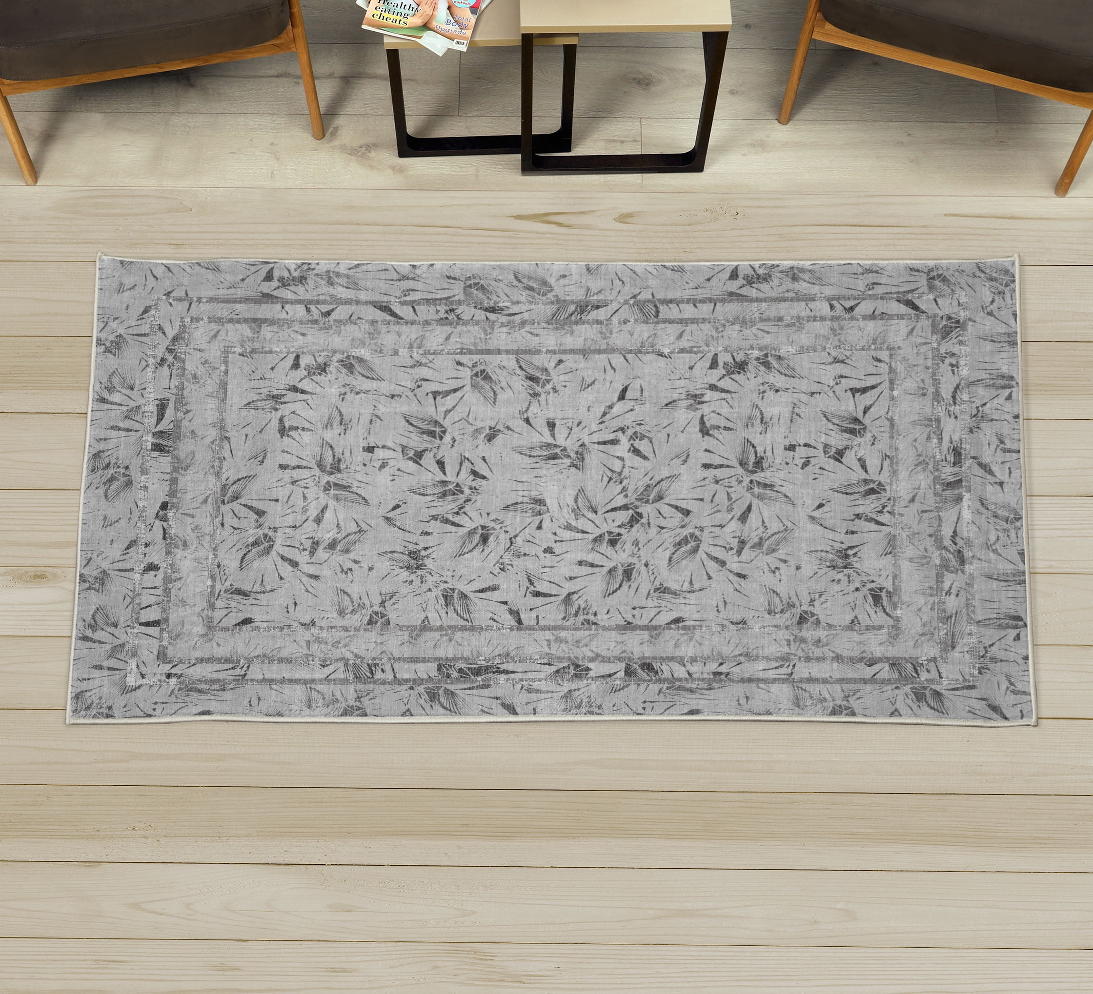 Leaf Decorative Rug, Abstract Neutral Tropical Leaves Exotic Island ...