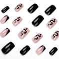 24-Piece Black Coffin-Shaped Press on Nails Set - Stylish Beveled Snake ...