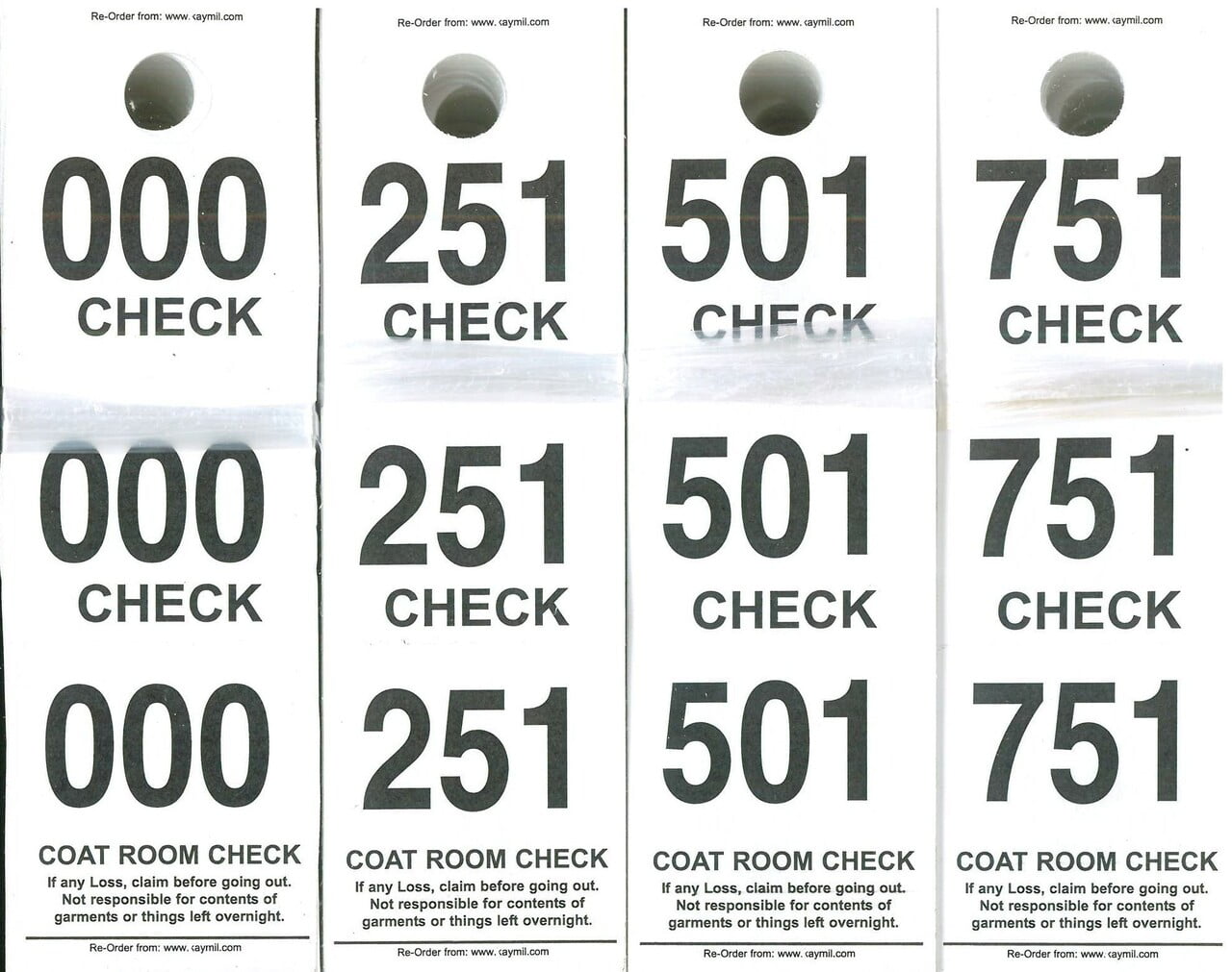 Coat Check Tickets 1,000 1-5/8 x 5-1/4 (White) - Walmart.com