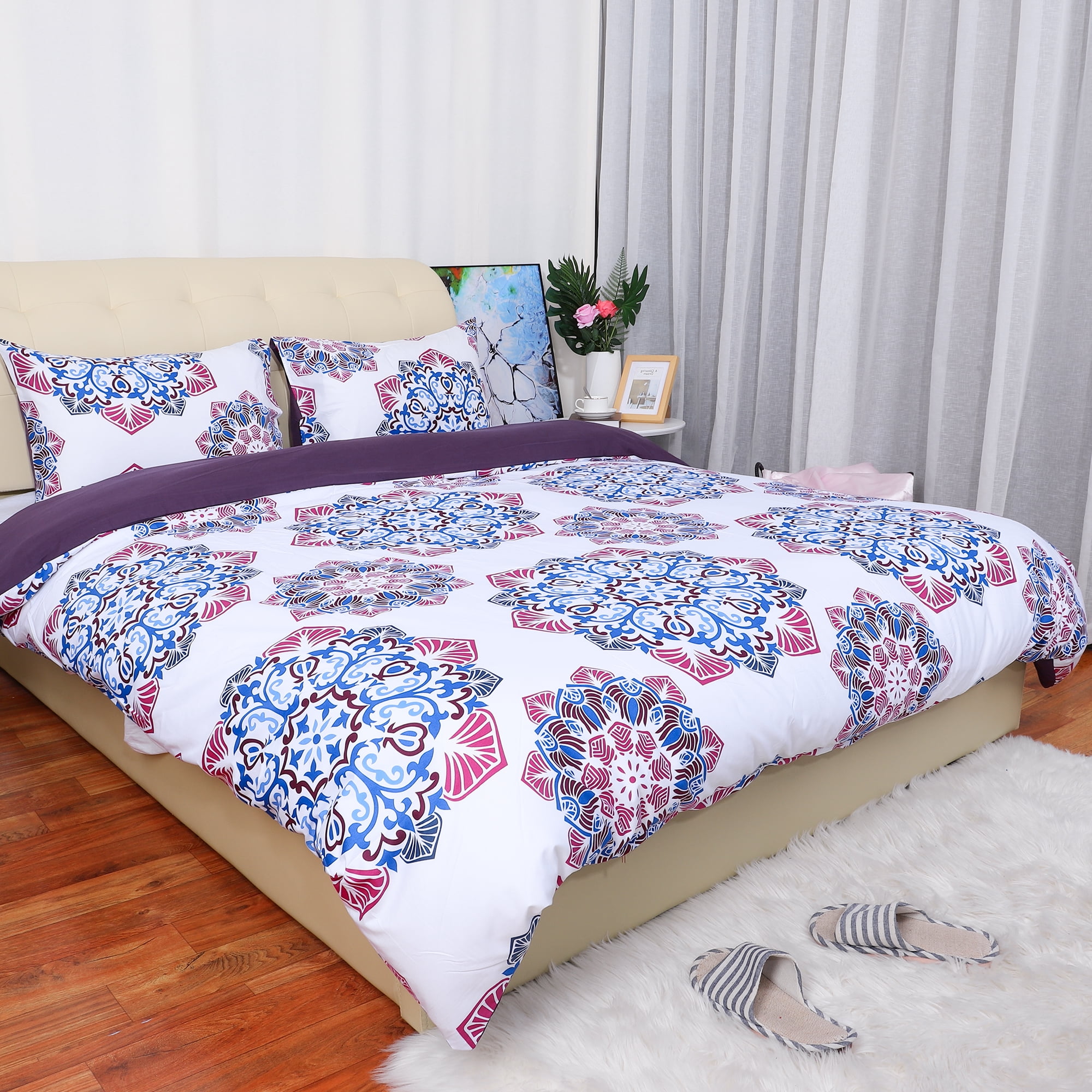 Bohemian Duvet Cover Sets With 2 Matching Pillow Shams Soft Microfiber